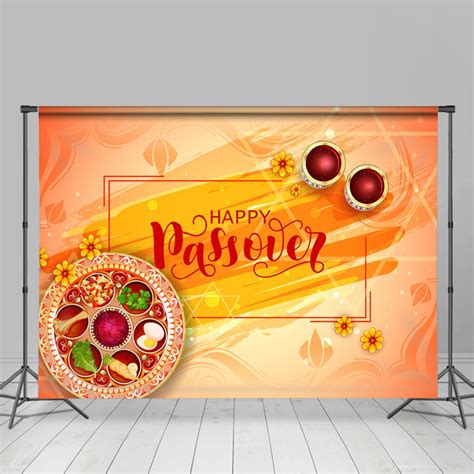 Orange Gourmet Food Tea Happy Passover Backdrop Lofaris