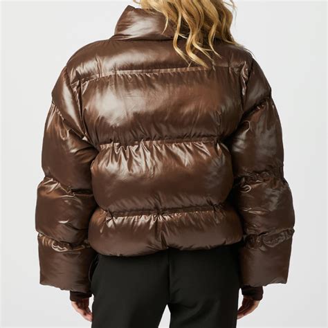 Neo Noir Rhea Shiny Puffer Jakke Dark Brown Jydepotten Dk