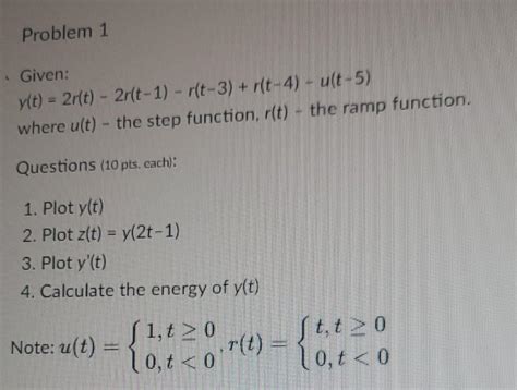 solved problem 1 given y t 2r t 2r t 1 r t 3