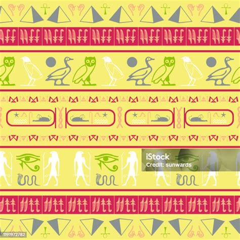 창조적 인 이집트 쓰기 원활한 벡터 상형 문자 이집트 언어 기호 타일입니다 고대 문명에 대한 스톡 벡터 아트 및 기타 이미지 고대 문명 고대의 골동품 Istock