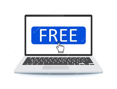 Свободная кнопка на ноутбуке с курсором векторная иллюстрация Премиум векторы