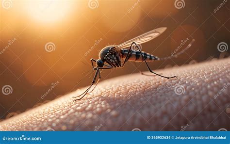 Zica Virus Aedes Aegypti Mosquito On Human Skin Dengue Chikungunya Mayaro Yellow Fever Stock