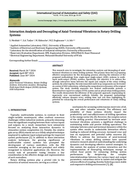Interaction Analysis And Decoupling Of Axial Torsional Vibrations In Rotary Drilling Systems