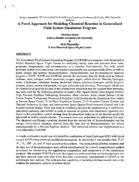 Pdf A Novel Approach For Modeling Chemical Reactions In Generalized