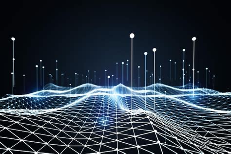 3d 렌더링 빅 데이터 시각화 디지털 데이터 스레드 플롯 네트워크 프리미엄 사진