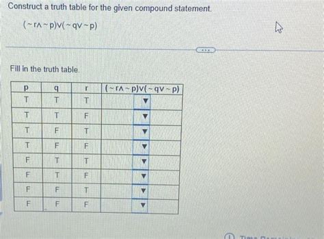 solved construct a truth table for the given compound