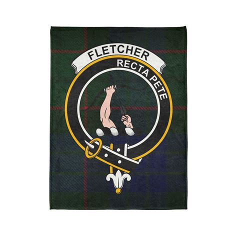 Fletcher Clan Crest Tartan Blanket Soft Minky Polyester Etsy Uk