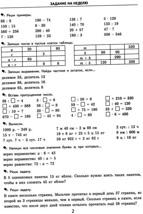 Математические задания для 4 класса Тренировочные задания по математике 4класс