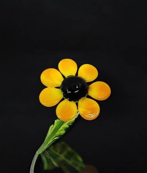 Glass Flower Black Eyed Susan Hand Made In Ukraine Using Murano