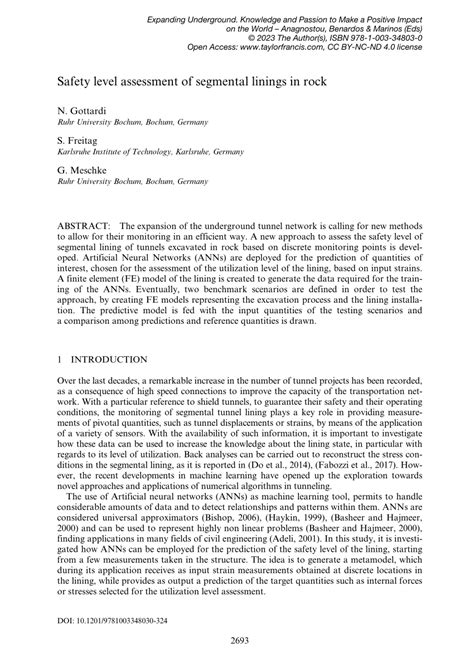 Pdf Safety Level Assessment Of Segmental Linings In Rock