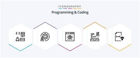 Programmation Et Codage 25 Ligne Icône Pack Comprenant Développement Codage Processus