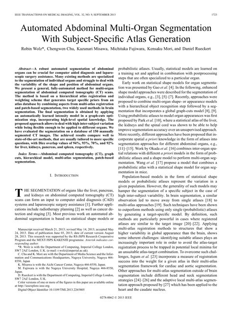 PDF Automated Abdominal Multi Organ Segmentation With Subject Specific Atlas Generation