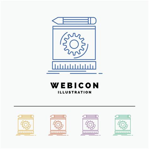 Draft Engineering Process Prototype Prototyping 5 Color Line Web Icon Template Isolated On