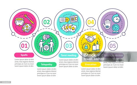 매직 서비스 벡터 인포 그래픽 템플릿입니다 마술 비즈니스 프리젠 테이션 디자인 요소 5단계 와 옵션을 갖춘 데이터 시각화 프로세스 타임 라인 차트 선형 아이콘이 있는 워크