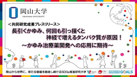 【岡山大学】長引くかゆみ、何回も引っ掻くと神経で増えるタンパク質が原因！～かゆみ治療薬開発への応用に期待～ 岡山大学prtimes情報データ保管庫