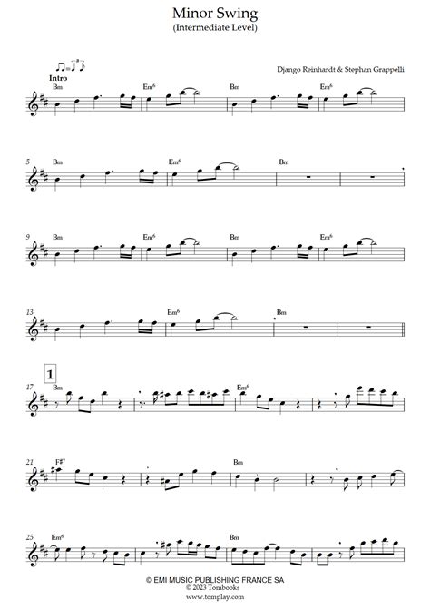Minor Swing Intermediate Level Soprano Sax Django Reinhardt