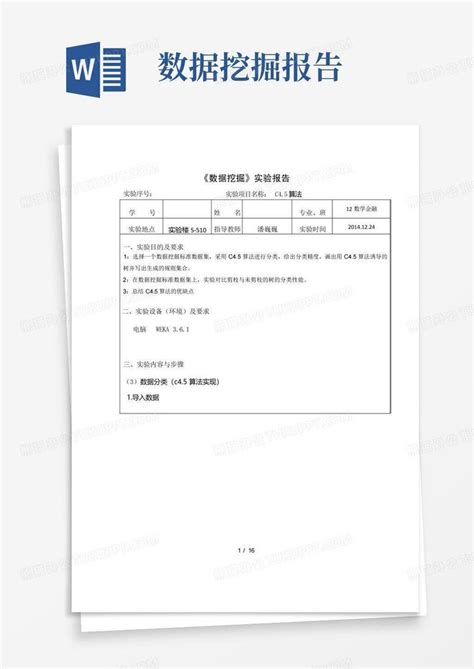 数据挖掘实验报告word模板下载编号lvmbejkw熊猫办公
