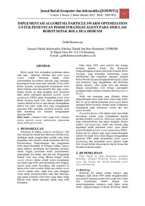 Pdf Implementasi Algoritma Particle Swarm Optimization Untuk