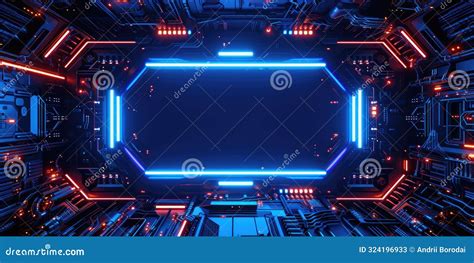 Futuristic Tech Frame With Glowing Circuits Stock Illustration Futuristic Tech Frame With Glowing Circuits Stock Illustration