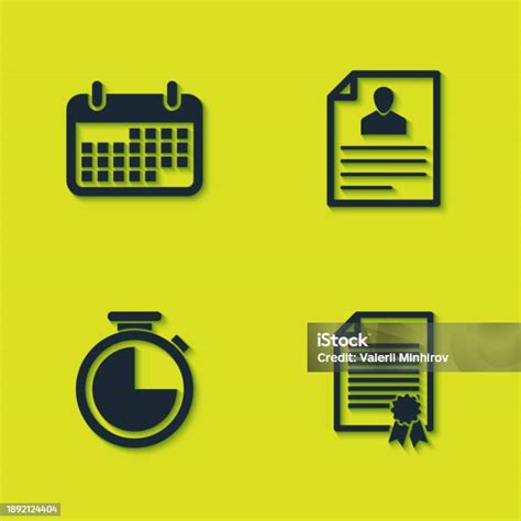달력 인증서 템플릿 스톱워치 및 재개 아이콘을 설정합니다 벡터 검은색에 대한 스톡 벡터 아트 및 기타 이미지 검은색 고용과 노동 공란 Istock