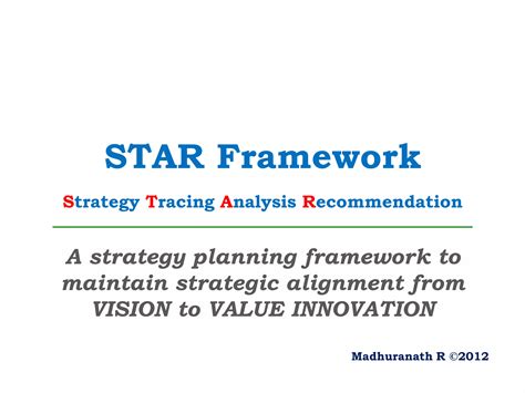 Star Framework For Strategy Planning Madhuranath R Pdf