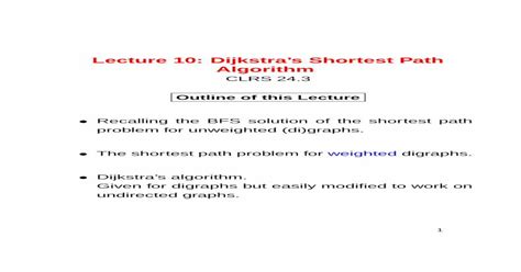 Pdf Lecture 10 Dijkstras Shortest Path Algorithmdekai271notesl10