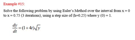 Solved Solve The Following Problem By Using Euler S Method Chegg Com