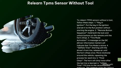 relearn tpms sensor without tool a comprehensive diy guide sensor wiki