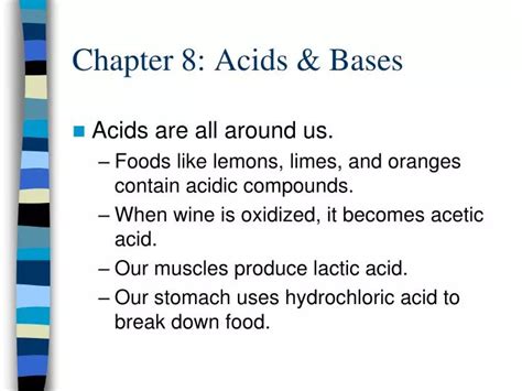 PPT Chapter 8 Acids Bases PowerPoint Presentation Free Download ID 1121468