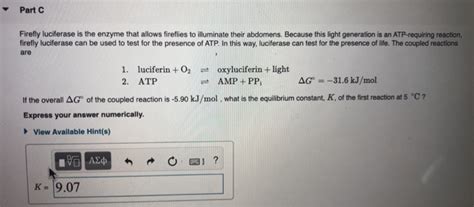 Solved Part C Firefly Luciferase Is The Enzyme That Allows