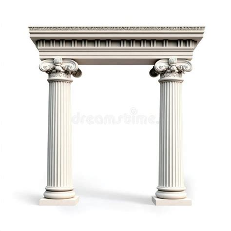 Classical Ionic Columns And Architectural Structure Isolated On White Stock Illustration
