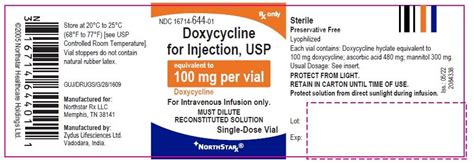 Doxycycline Injection Package Insert Prescribing Information