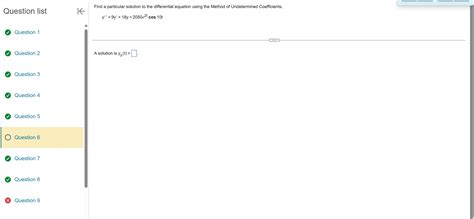 Solved Question List Question 1 Find A Particular Solution Chegg Com