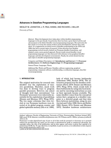 Advances In Dataflow Programming Languages University Of Ulster Pdf