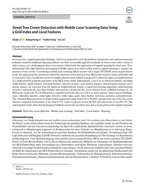 Street Tree Crown Detection With Mobile Laser Scanning Data Using A Grid Index And Local