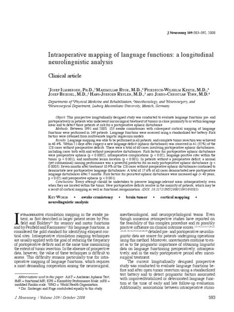 19330693 Journal Of Neurosurgery Intraoperative Mapping Of Language