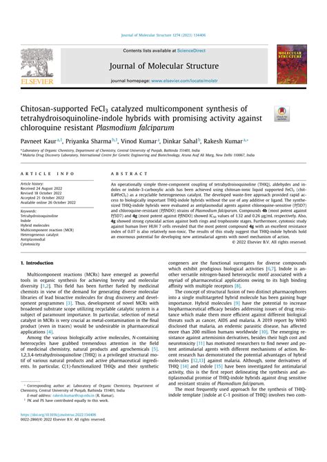 Pdf Chitosan Supported Fecl3 Catalyzed Multicomponent Synthesis Of Tetrahydroisoquinoline
