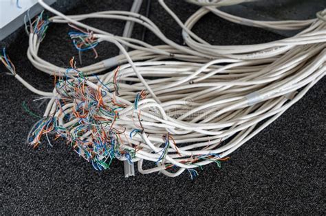 Colorful Electrical Wire Used In Telecommunication Internet Cable Network And Computer System