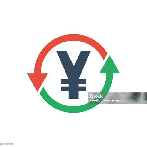 녹색 위쪽 및 빨간색 아래쪽 화살표가 있는 위안 또는 엔 기호 아이콘 캐시백 기호 세금 또는 인플레이션 픽토그램 가격에 대한 스톡 벡터 아트 및 기타 이미지 Istock