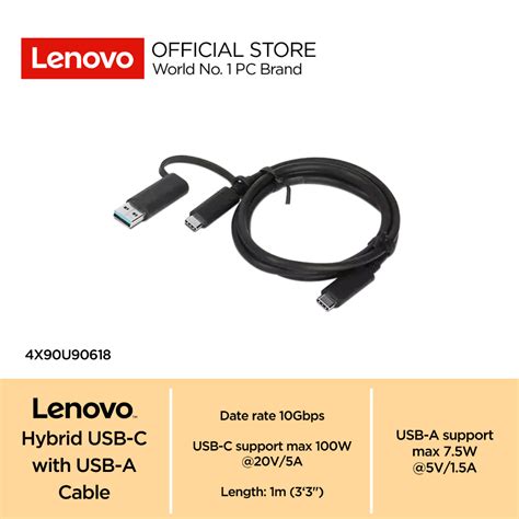 Jual Lenovo Hybrid Usb C With Usb A Cable Kabel X U Black Shopee Indonesia