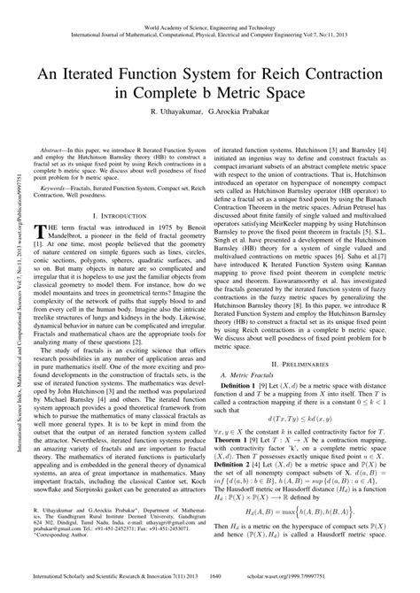 Pdf An Iterated Function System For Reich Contraction