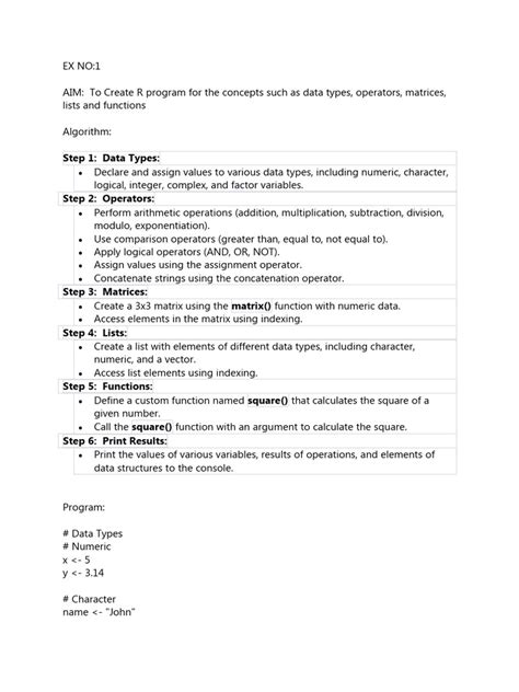 Ex No2 Pdf Matrix Mathematics Data Type
