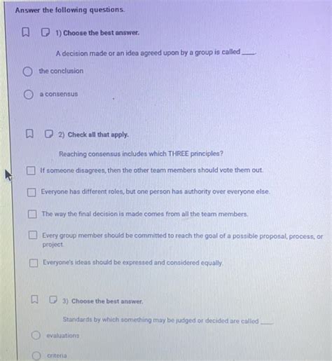 Answer The Following Questions 1 1 Choose The Best Answer A