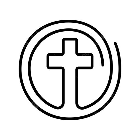 Abstract Religious Logo Of Christian Cross Linear Church Symbol Vector Catholic Line Religion