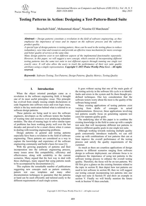 Pdf Testing Patterns In Action Designing A Test Pattern Based Suite