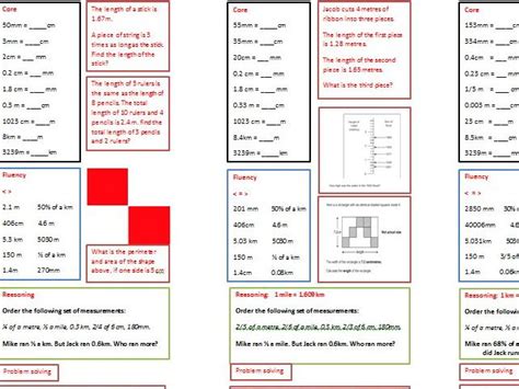 Year 6 Length Unit Differentiated 3 Fluency Reasoning Problem Solving