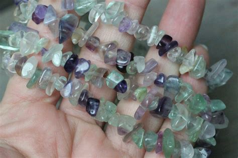 fluorite stretchy string chip bracelet g110 etsy