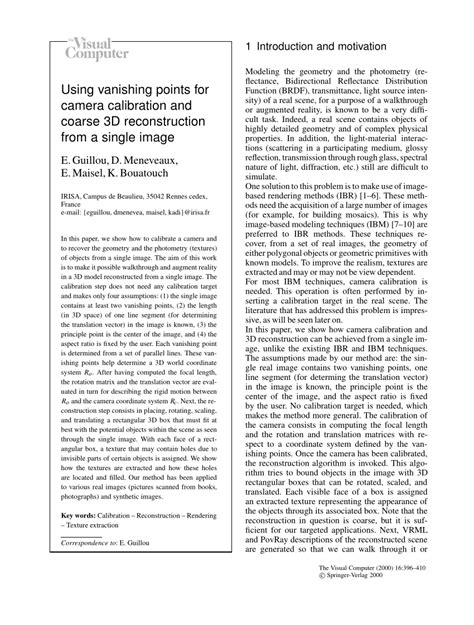 Pdf Using Vanishing Points For Camera Calibration And Coarse 3d