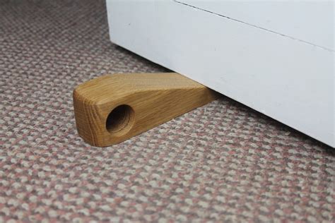 Solid Oak Door Stop Door Stopper Personalized Wooden Door Etsy