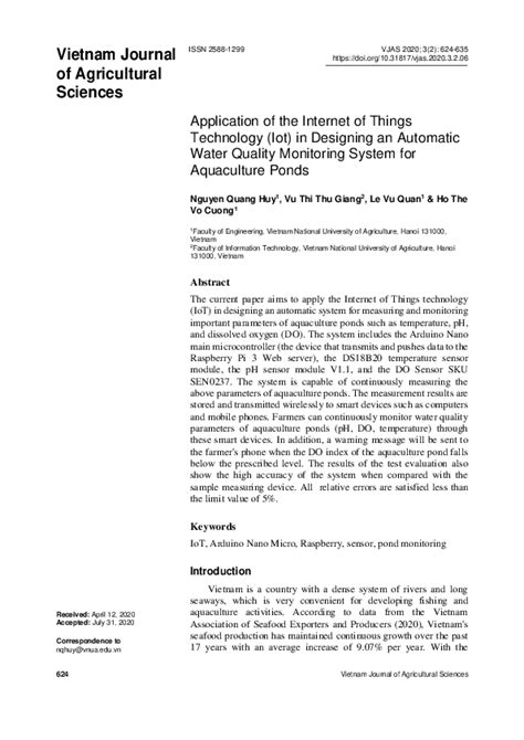 Pdf Application Of The Internet Of Things Technology Iot In Designing An Automatic Water